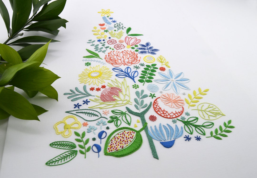 Botanical Tree Embroidery Pattern, a Fresh and Flower-filled Design for ...