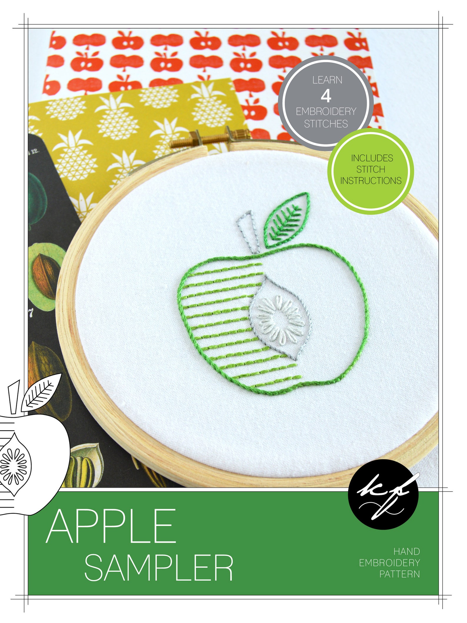Apple Sampler Hand Embroidery Pattern an Embroidery Sampler - Etsy
