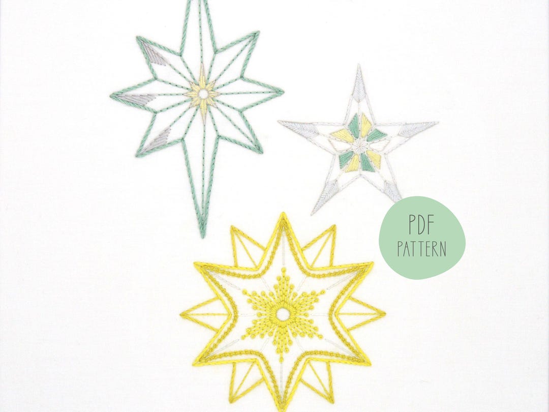 Starlight Embroidery Pattern of Three Stars for the Christmas Holidays ...