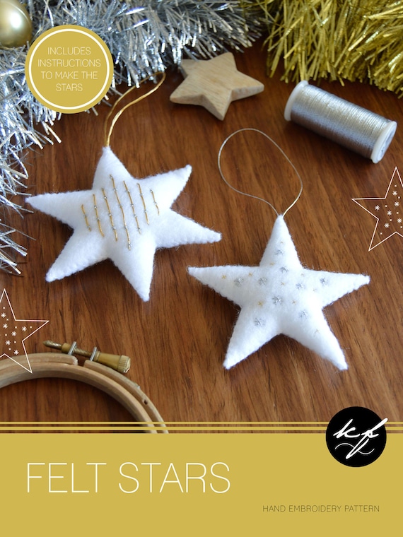 Sewing & Needlecraft Craft Supplies & Tools Felt Stars hand embroidery ...