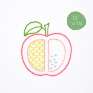 Apple Slice Embroidery Pattern of a Crisp Pink Fruit, Ideal for Tea ...