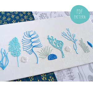 Wild Ocean, 3 Coastal Embroidery Patterns for Coral, Kelp and Seagrass ...