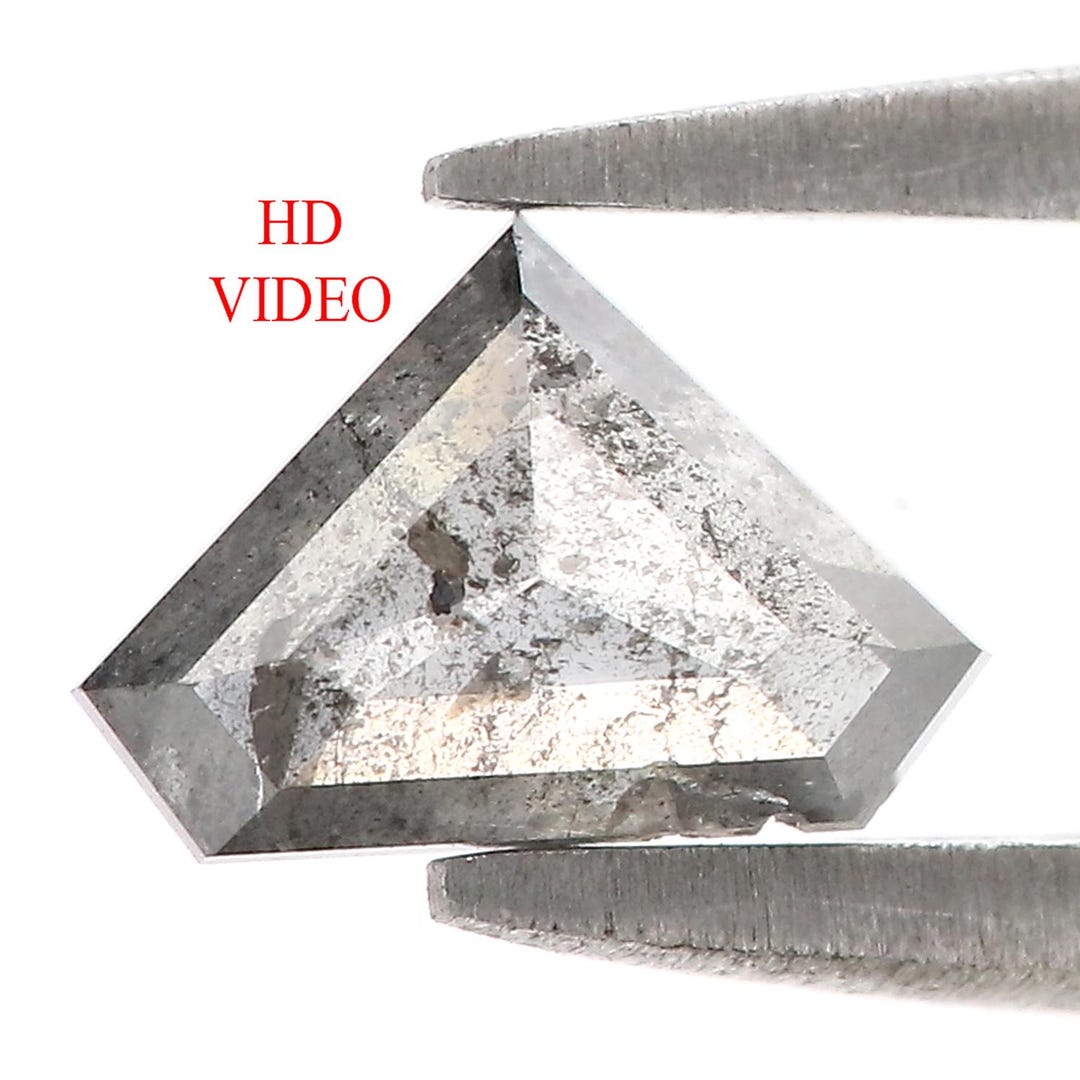 0.77 Ct Natural Loose Shield Shape Diamond Salt and Pepper Shield Cut ...