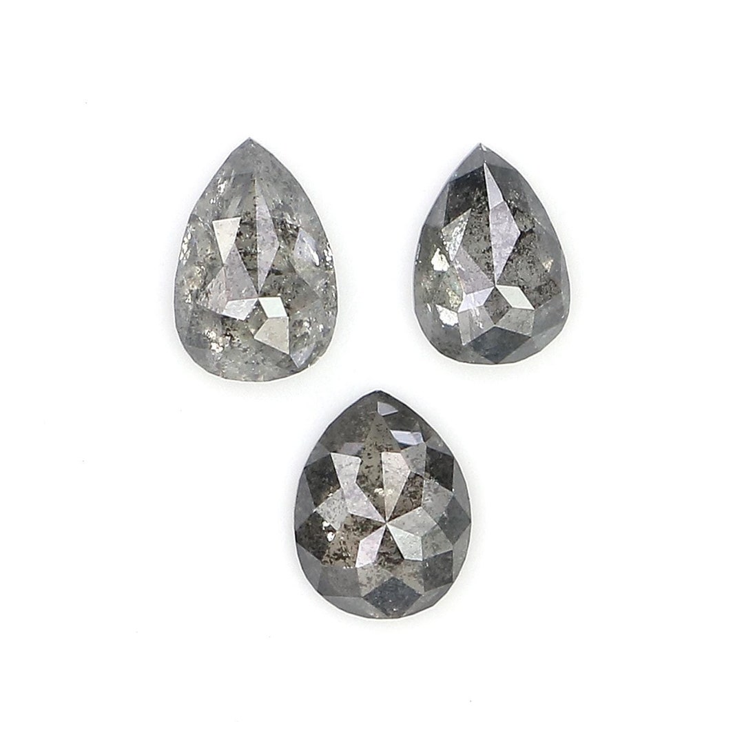 0.60 CT Natural Loose Pear Shape Diamond Salt and Pepper Pear Diamond 4 ...