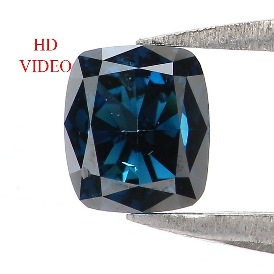 Natural Loose Cushion Blue Color Diamond 0.54 CT 4.50 MM Cushion Shape ...