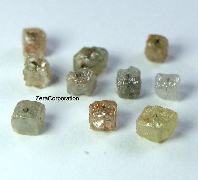 Natural Loose Diamond Rough Cube Bead Mix Color Drilled Uncut - Etsy