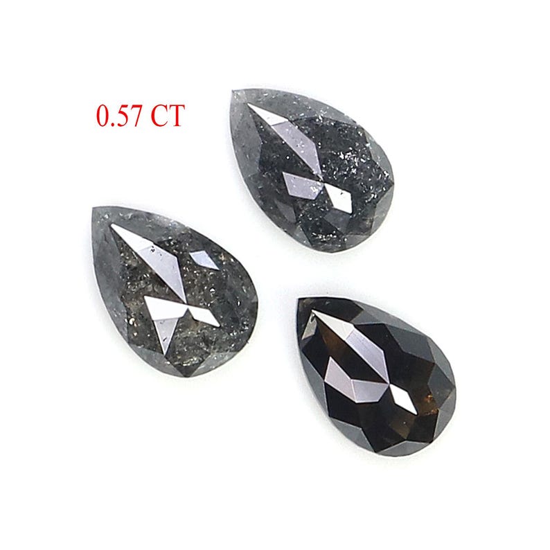 0.57 CT Natural Loose Pear Shape Diamond Salt and Pepper Pear Cut ...