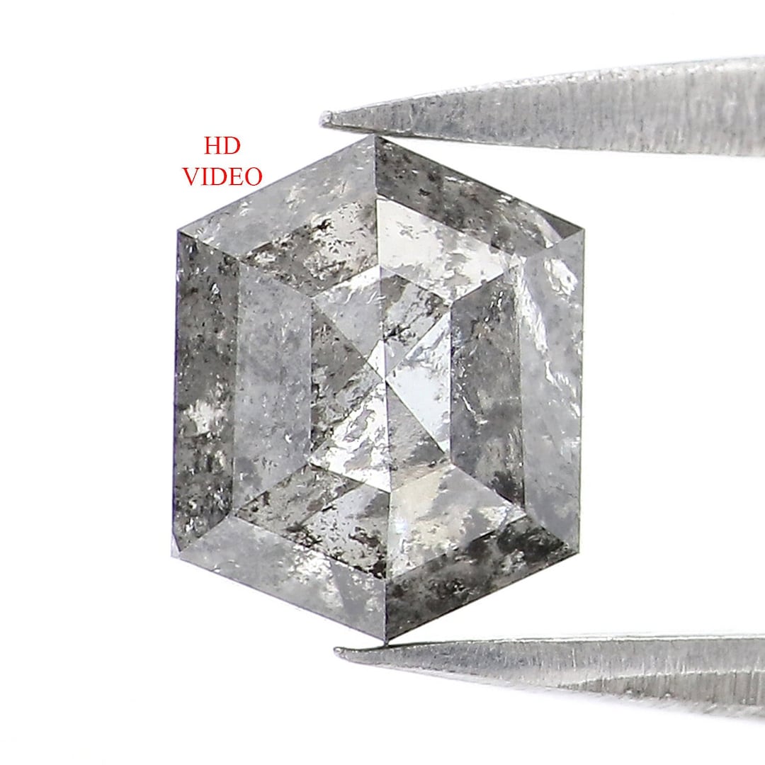 1.14 CT Natural Loose Hexagon Diamond Salt and Pepper Hexagon Diamond 6 ...