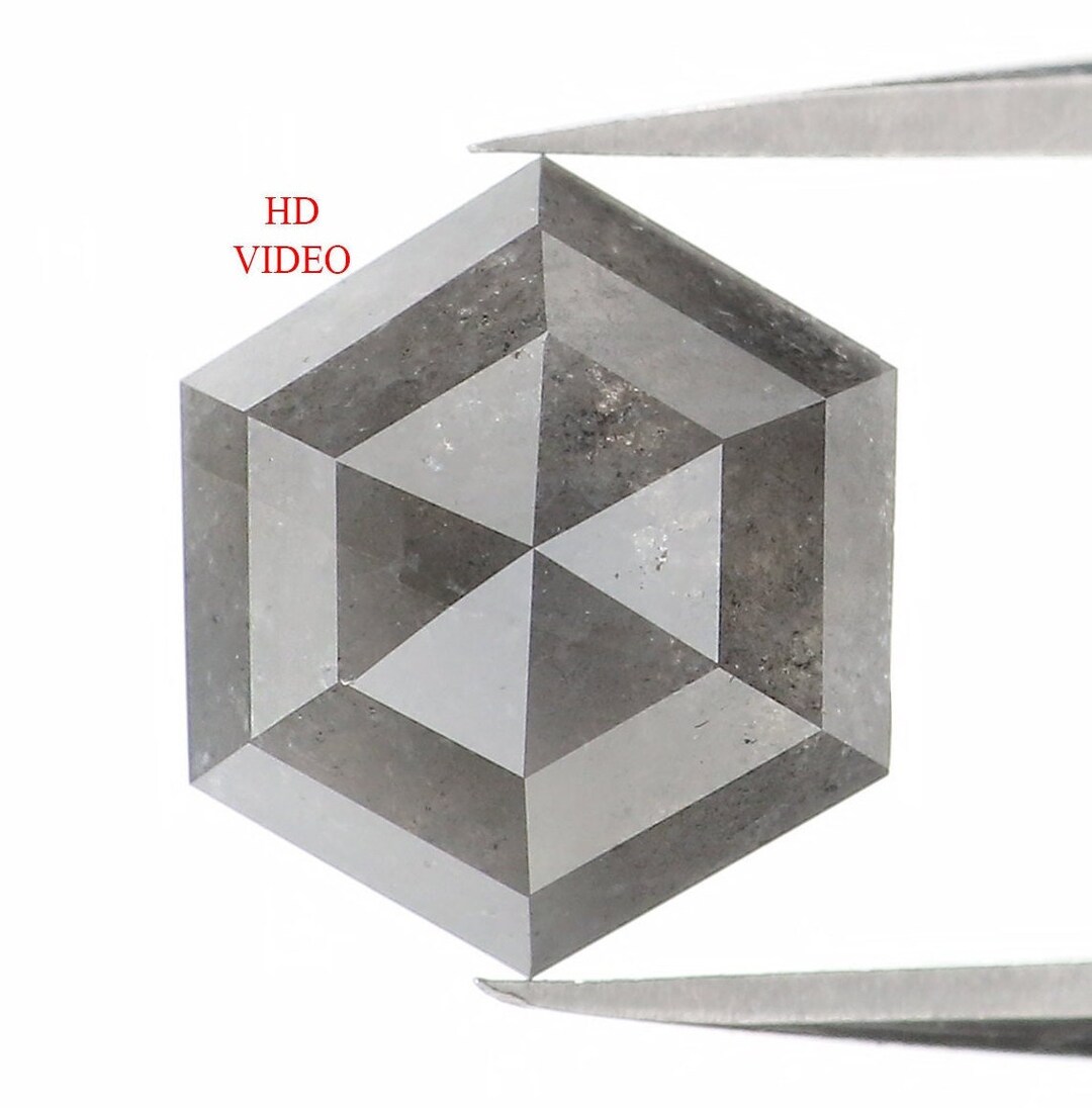 2.28 CT Natural Loose Hexagon Shape Diamond Grey Color Hexagon Cut ...