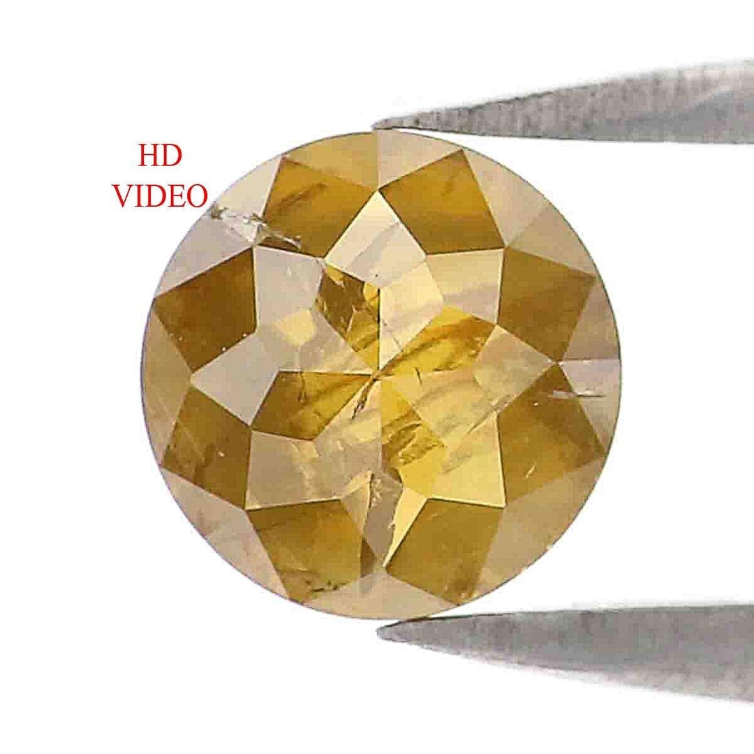 0.87 CT Natural Loose Round Rose Cut Diamond Yellow Color Round Shape ...