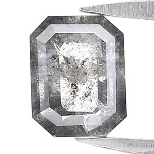 0.73 CT Natural Loose Emerald Shape Diamond Salt and Pepper Emerald Cut ...