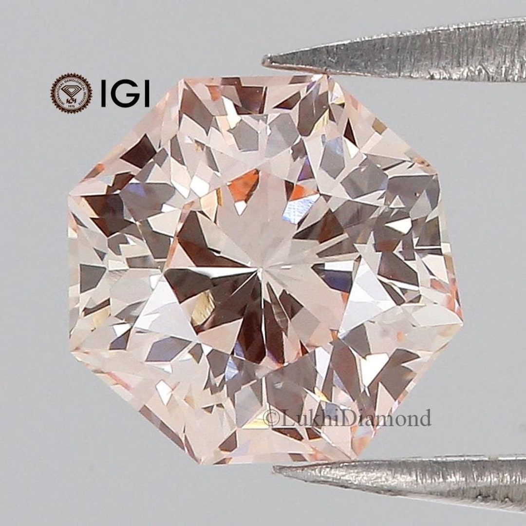 1.58 CT IGI Certified Octagonal Modified Brilliant Cut Fancy Pink Color ...
