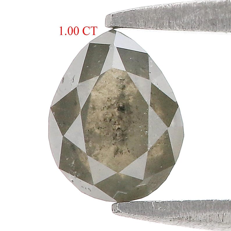 Natural Pear Cut Grey Color Diamond 1.00 CT Loose Pear Rose Cut Grey ...
