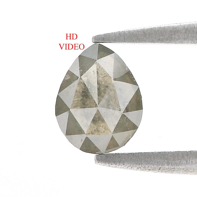 Natural Pear Cut Grey Color Diamond 1.00 CT Loose Pear Rose Cut Grey ...