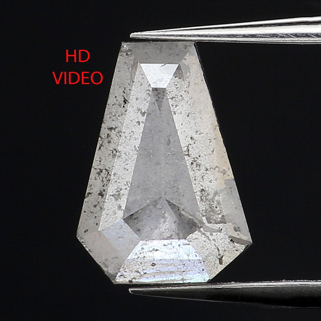 0.80 Ct Natural Loose Diamond, Coffin Cut Diamond, Grey Diamond, Rustic ...