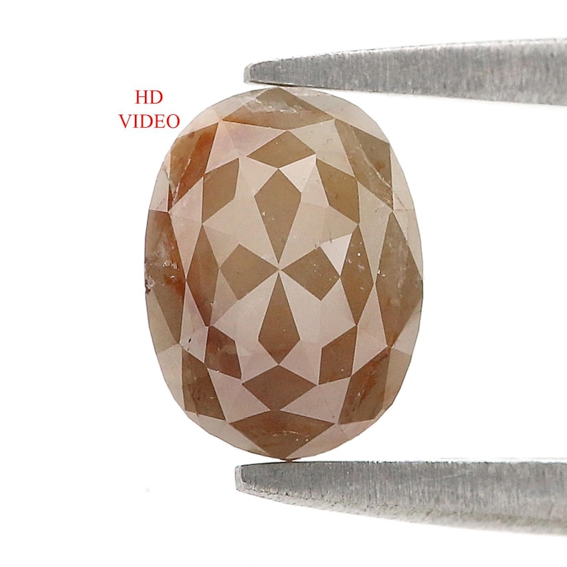 Natural Oval Brown Diamond 1.28 CT Loose Rose Cut Brown Stone 7.40 MM ...