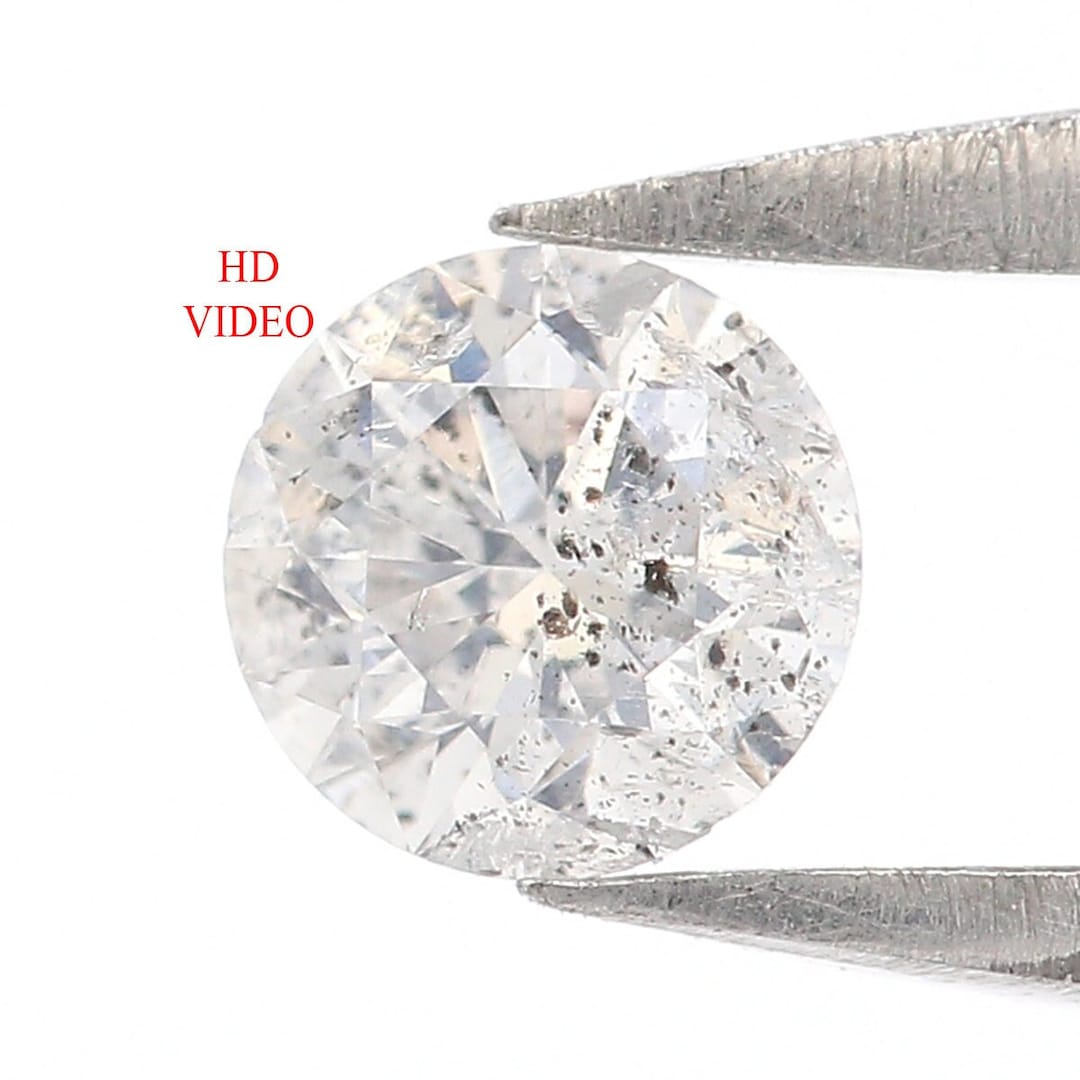 Diamant rond naturel de sel et de poivre en vrac, couleur gris noir, 0,29 CT, diamant rond ...