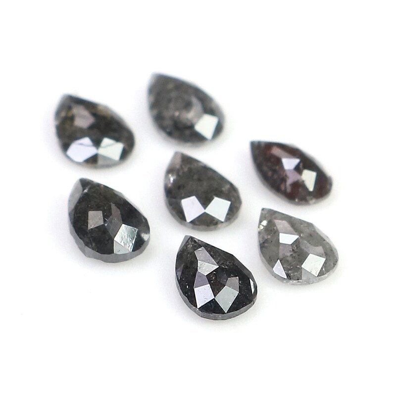 0.94 CT Natural Loose Pear Shape Diamond Salt and Pepper Pear Diamond 4 ...