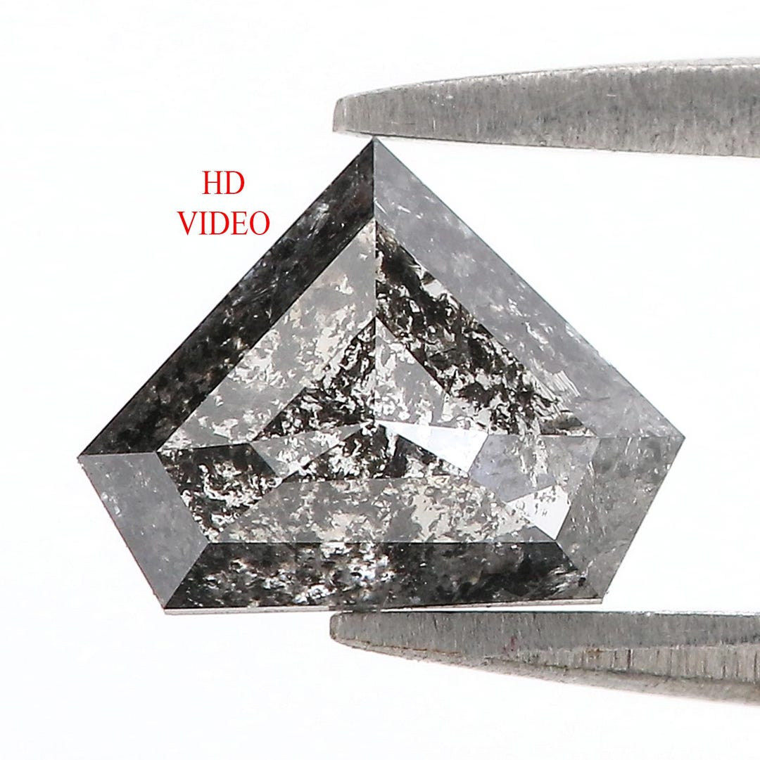 1.27 Ct Natural Loose Shield Shape Diamond Salt and Pepper Shield Cut ...