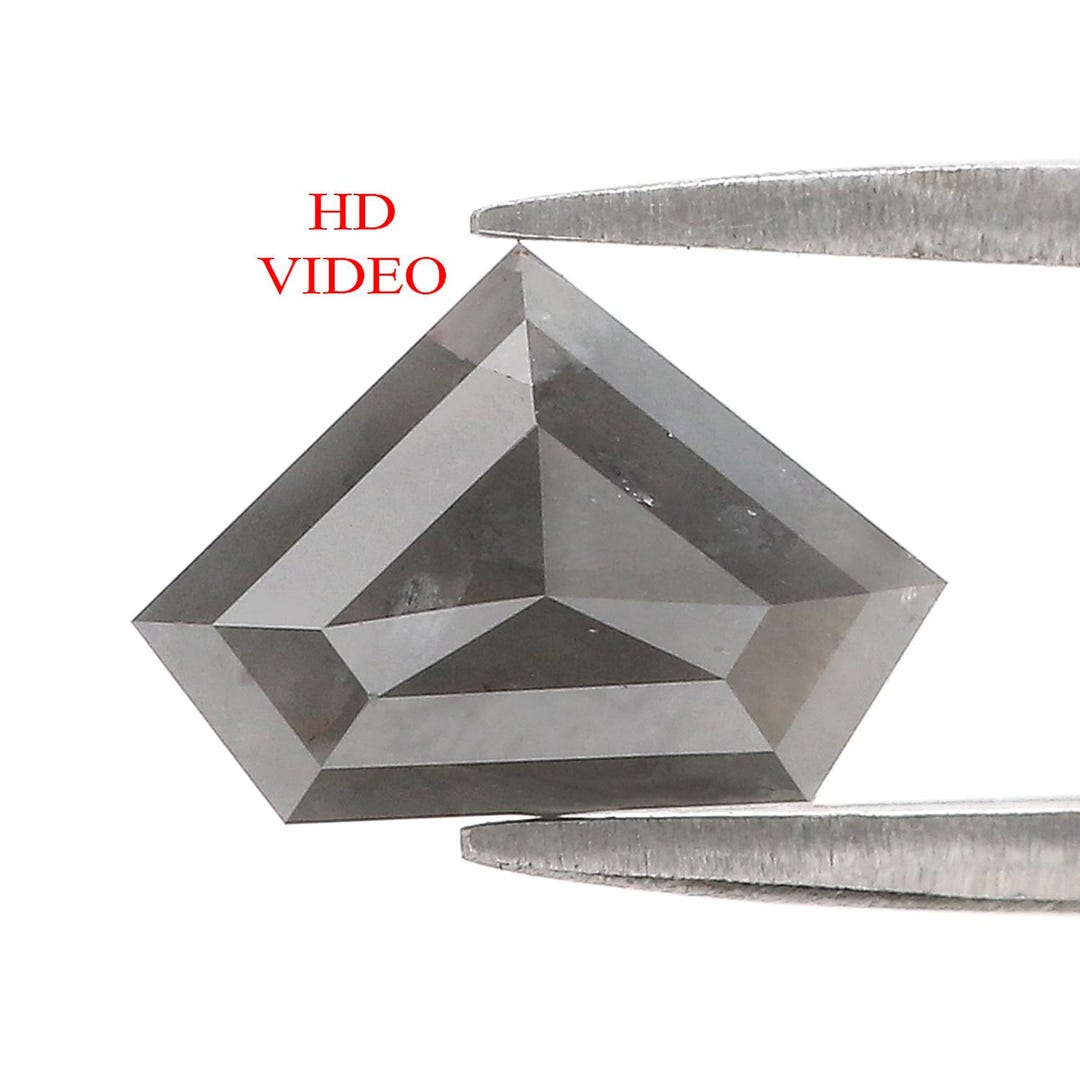 3.45 Ct Natural Loose Shield Shape Diamond Salt and Pepper Shield Shape ...