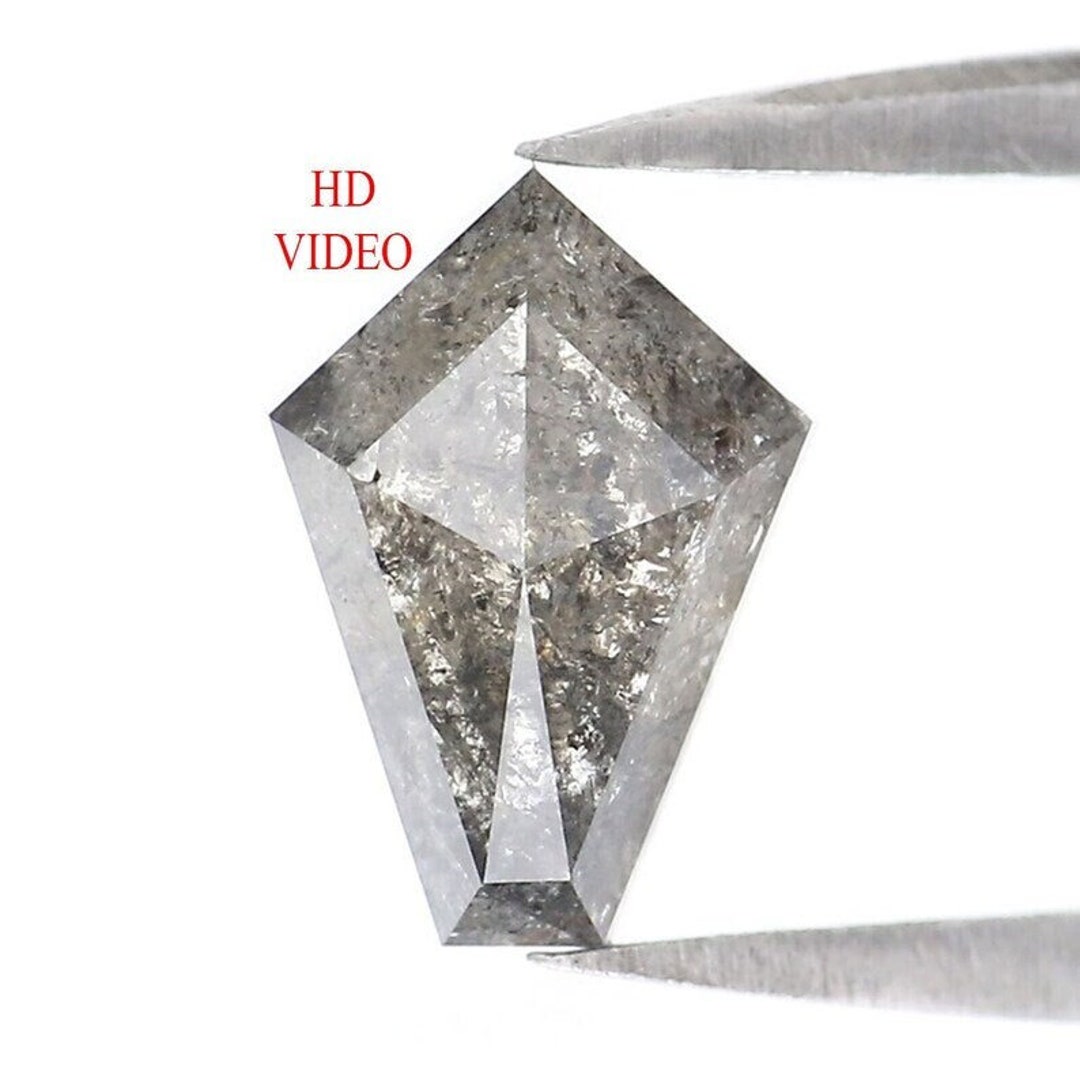 1.09 Ct Natural Loose Shield Shape Diamond Salt and Pepper Shield Cut ...