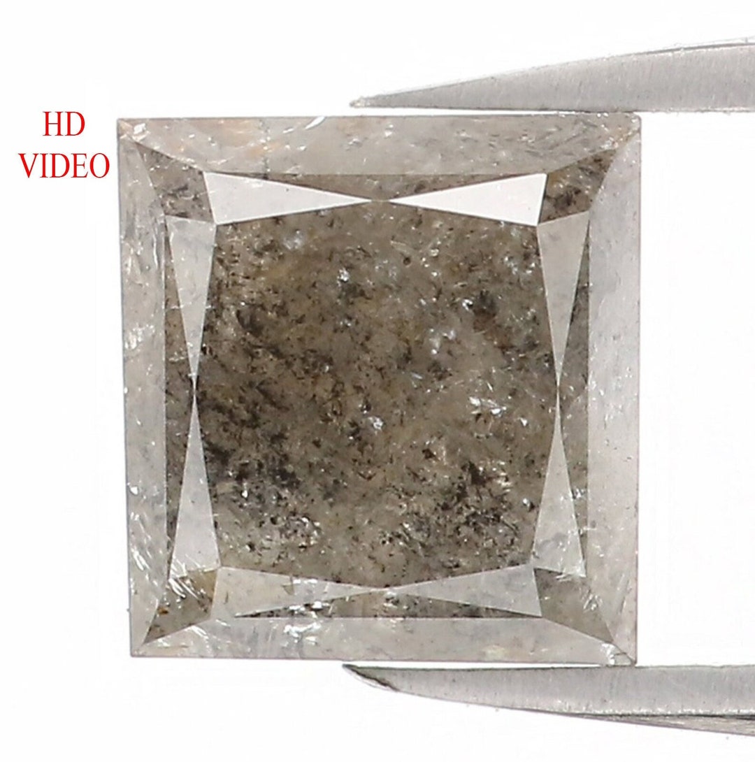 1.52 CT Natural Loose Princess Shape Diamond Black Color Princess Cut ...