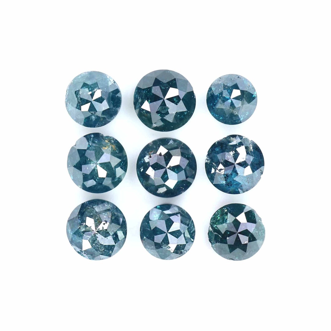 Natural Loose Rose Cut Blue Color Diamond 3.76 CT 3.80 MM Round Rose ...