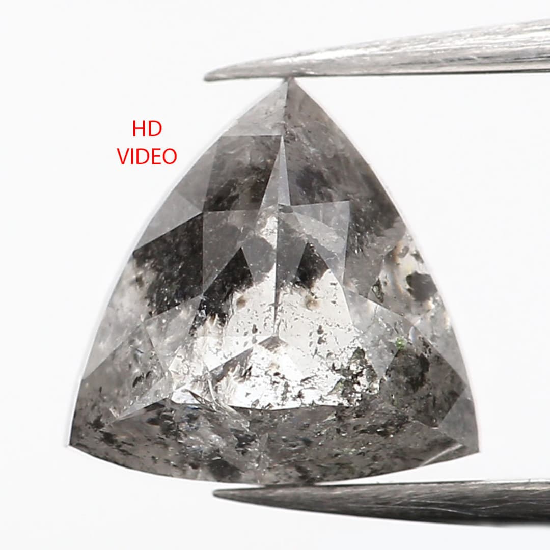 1.62 Ct Natural Loose Diamond, Triangle Diamond, Grey Diamond, Black ...