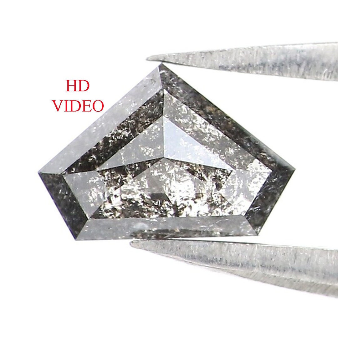 0.59 Ct Natural Loose Shield Shape Diamond Salt and Pepper Shield Cut ...