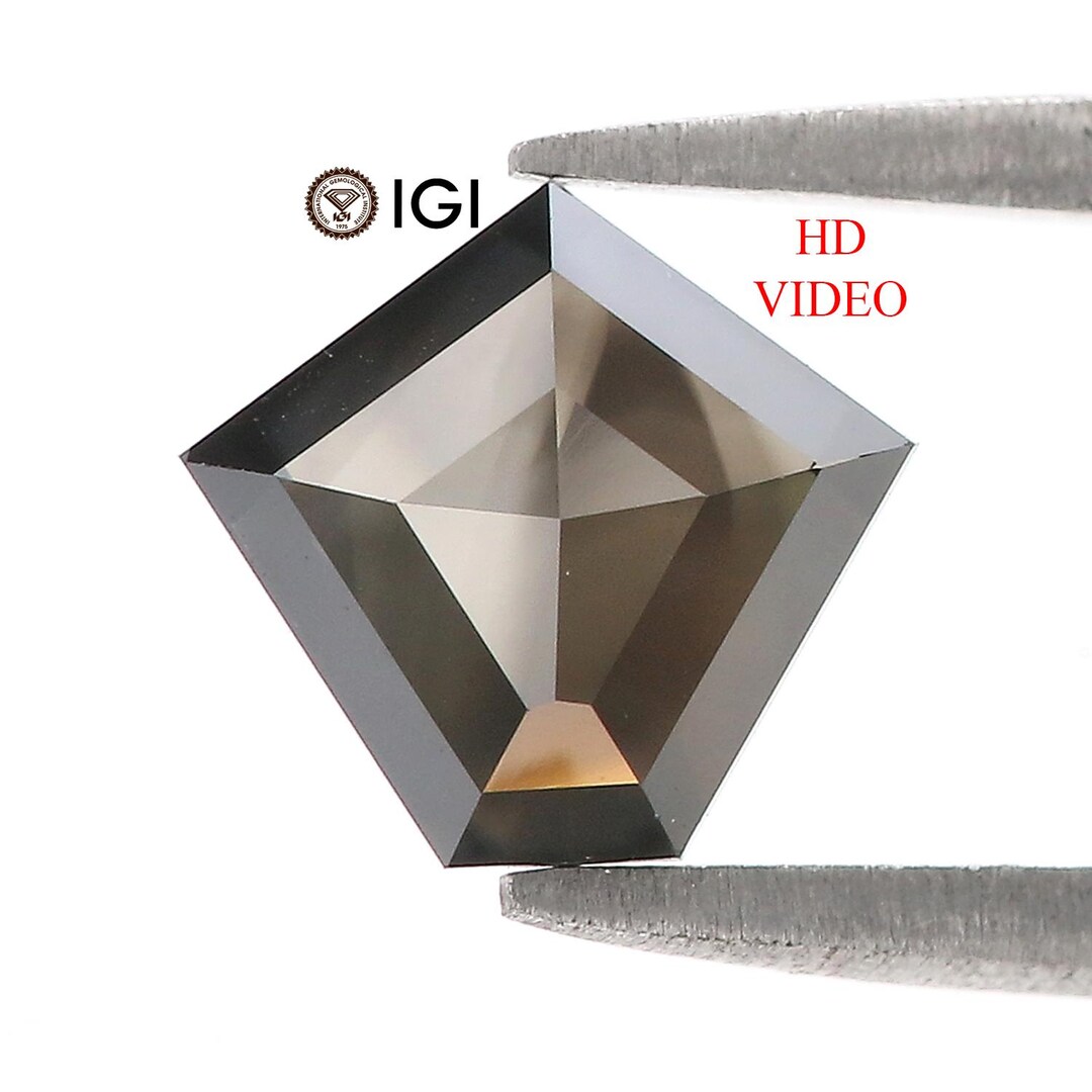 1.74 Ct IGI CERTIFIED Natural Loose Pentagon Cut Diamond Black Color ...