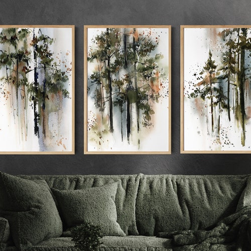 Forest Print Nature Art Large Wall Art Tree Decor Landscape - Etsy