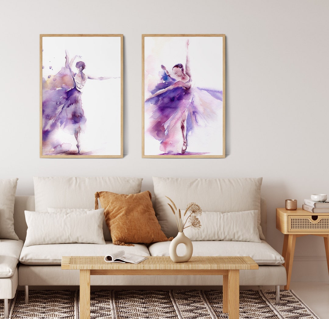 Set of 2 Ballet Prints, Ballerina Paintings, Dancer Wall Art, Canvas ...