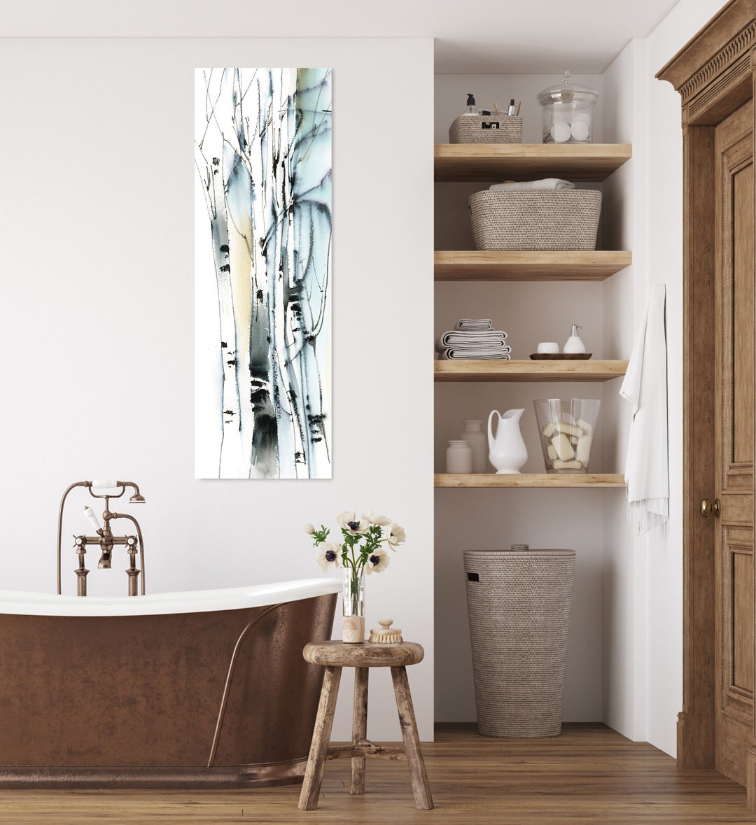 Aspen Trees Long Vertical Art Print Stairwell Wall Decor, Trees ...