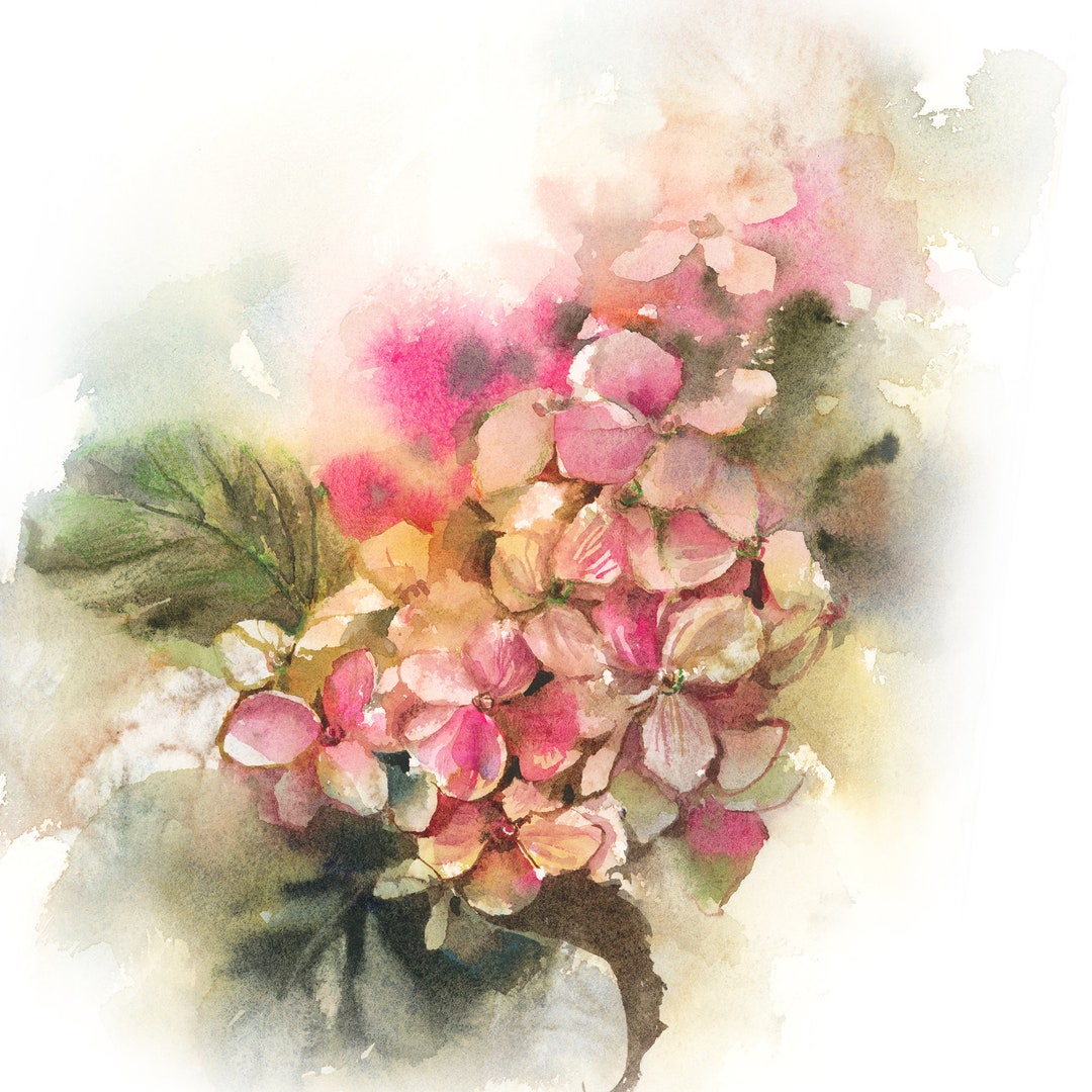 Hydrangea Canvas Print, Pink Wall Art, Florals Art Print, Botanical ...