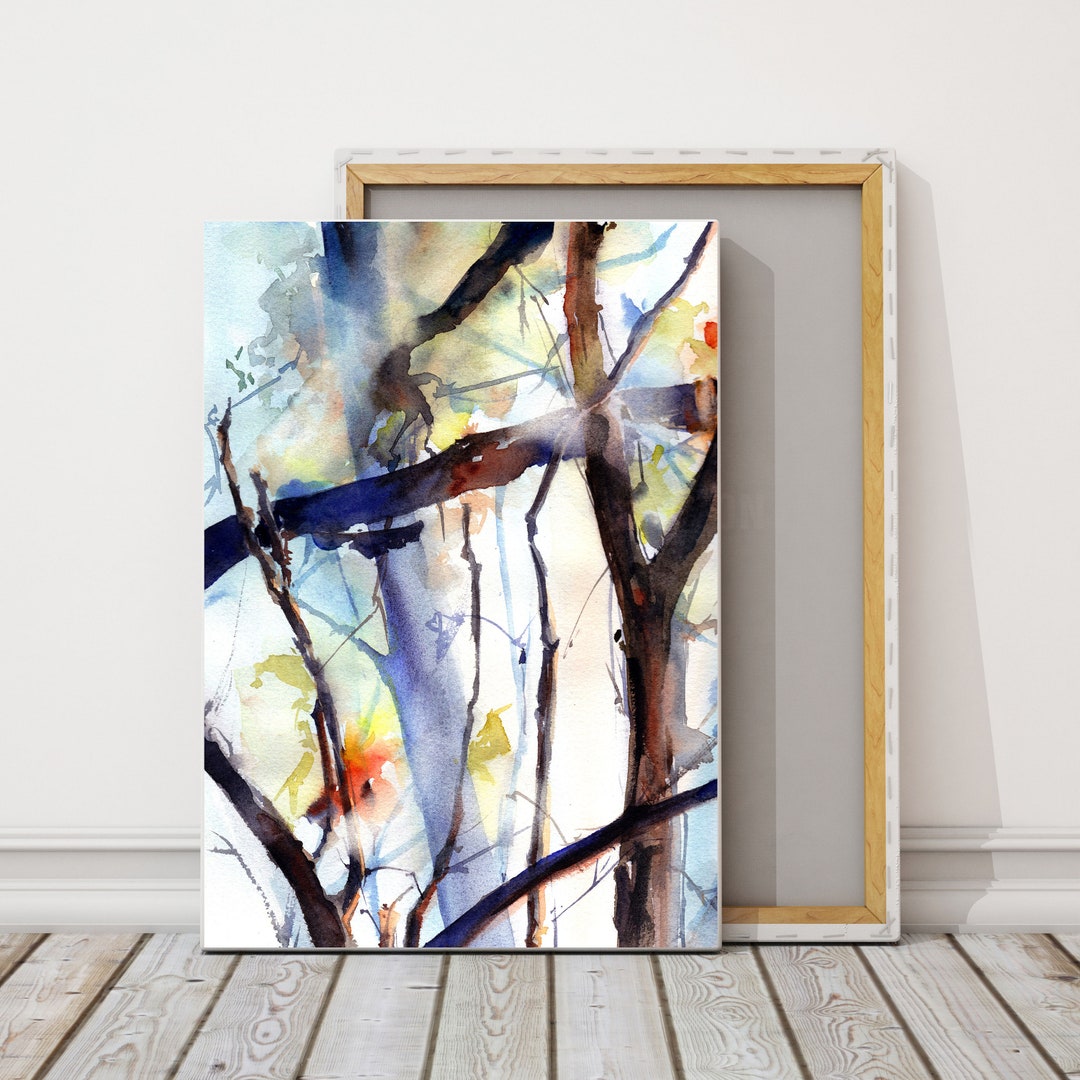 Trees Painting Canvas Art Print, Landscape Nature Wall Art, Print in ...