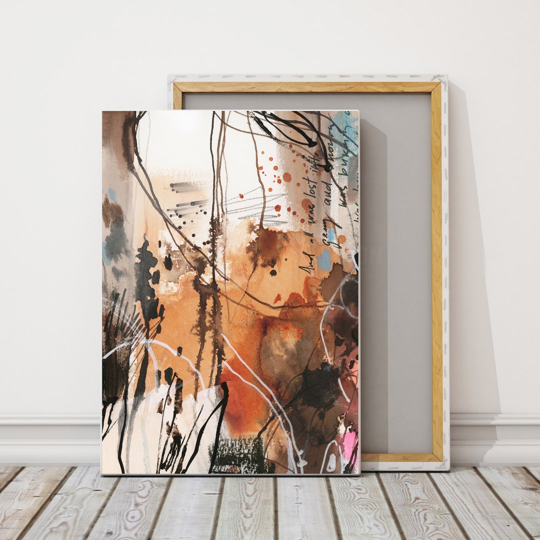Abstract Burnt Orange Painting Canvas Art Print, Extra Large Size Wall ...
