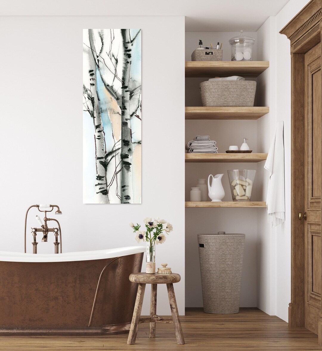Long Vertical Art Print Wall Art Stairwell Wall Decor Aspen Trees ...