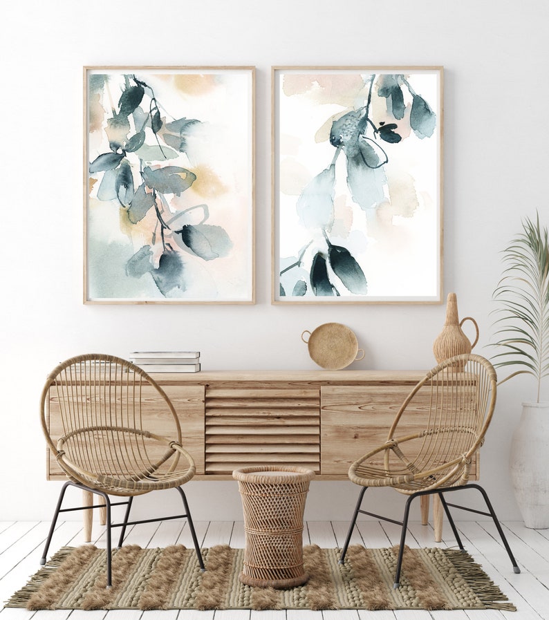 Abstract Botanical Painting Set of 2 Canvas Nature Inspired - Etsy