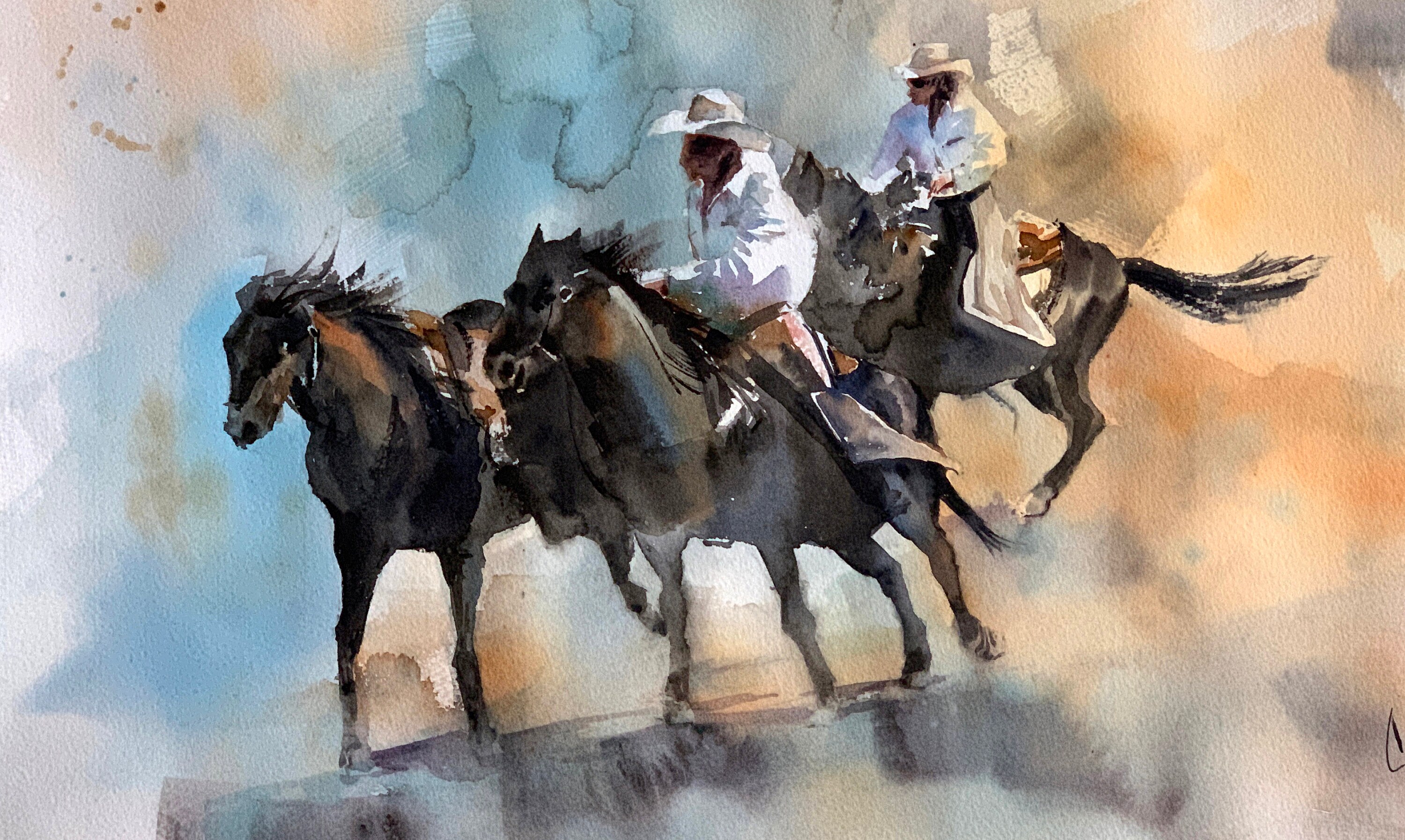 Rodeo in Northfield Minnesota Painting Cowboys on Horses | Etsy