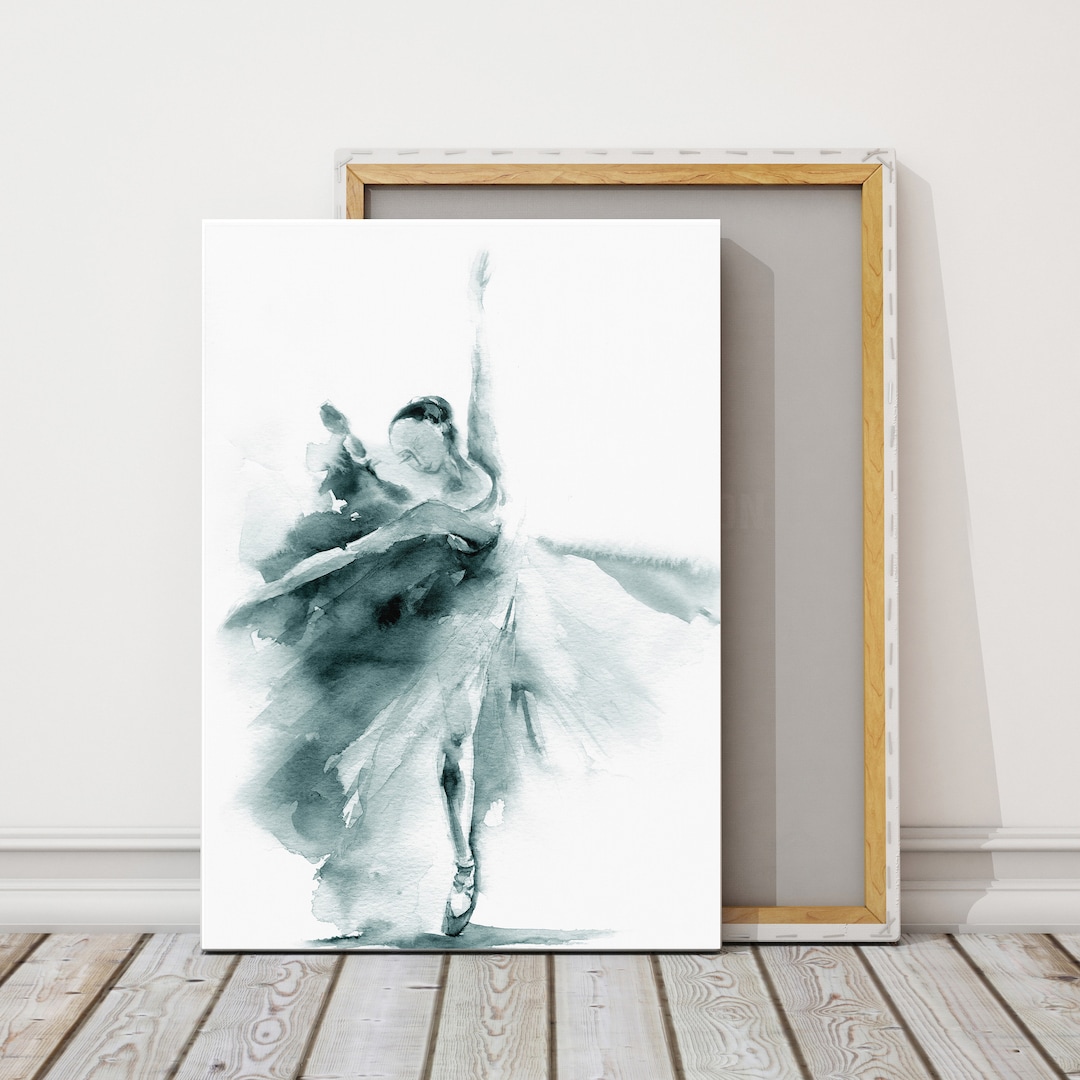 Ballerina Canvas Art Print, Ballet Watercolor Print, Dancer Painting ...