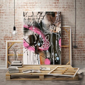 Abstract in Black and Neon Pink Canvas Art Print Wall Decor, Bold ...