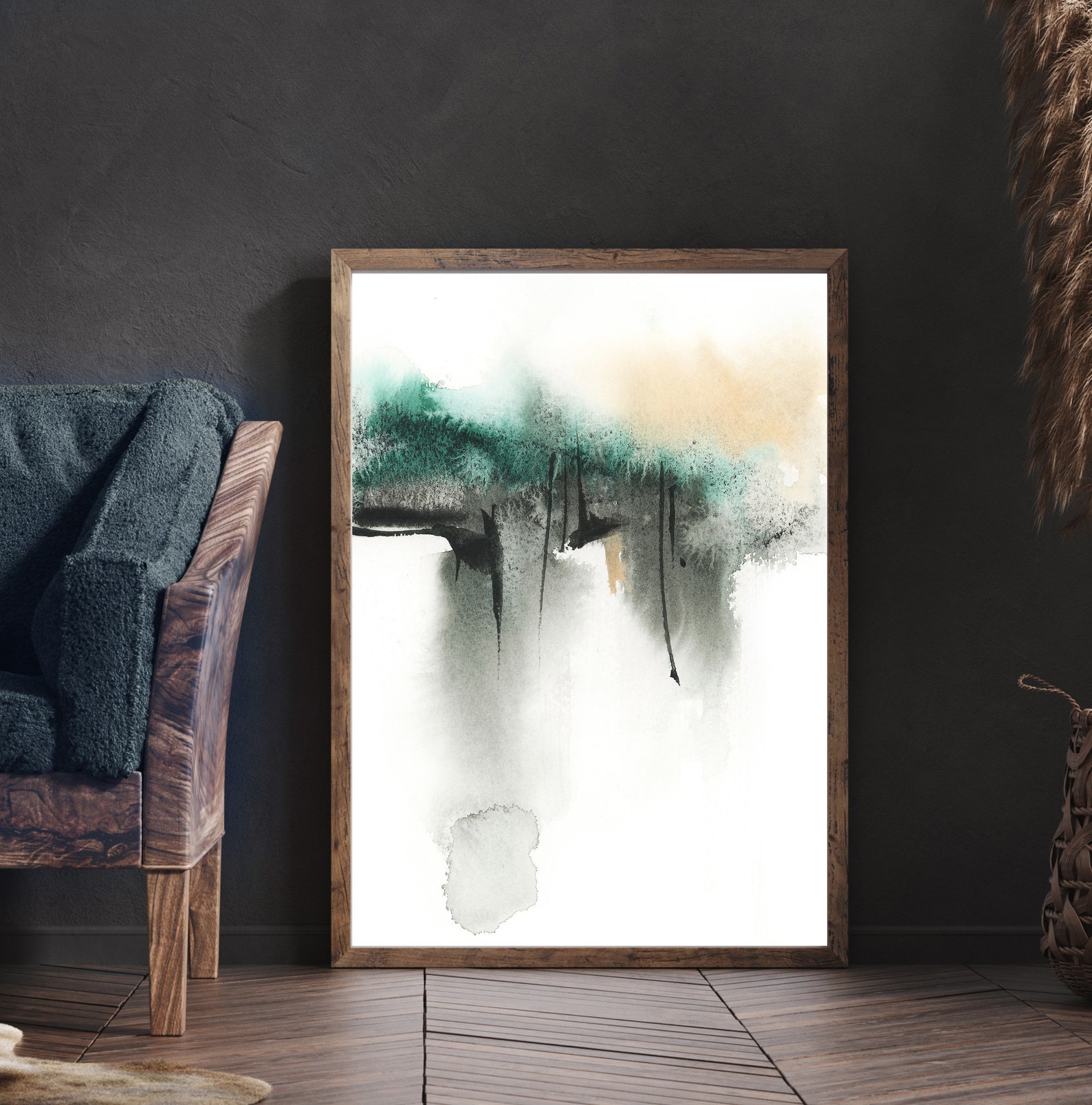 Abstract Painting Emerald Green Canvas Print Giclée Fine Art - Etsy