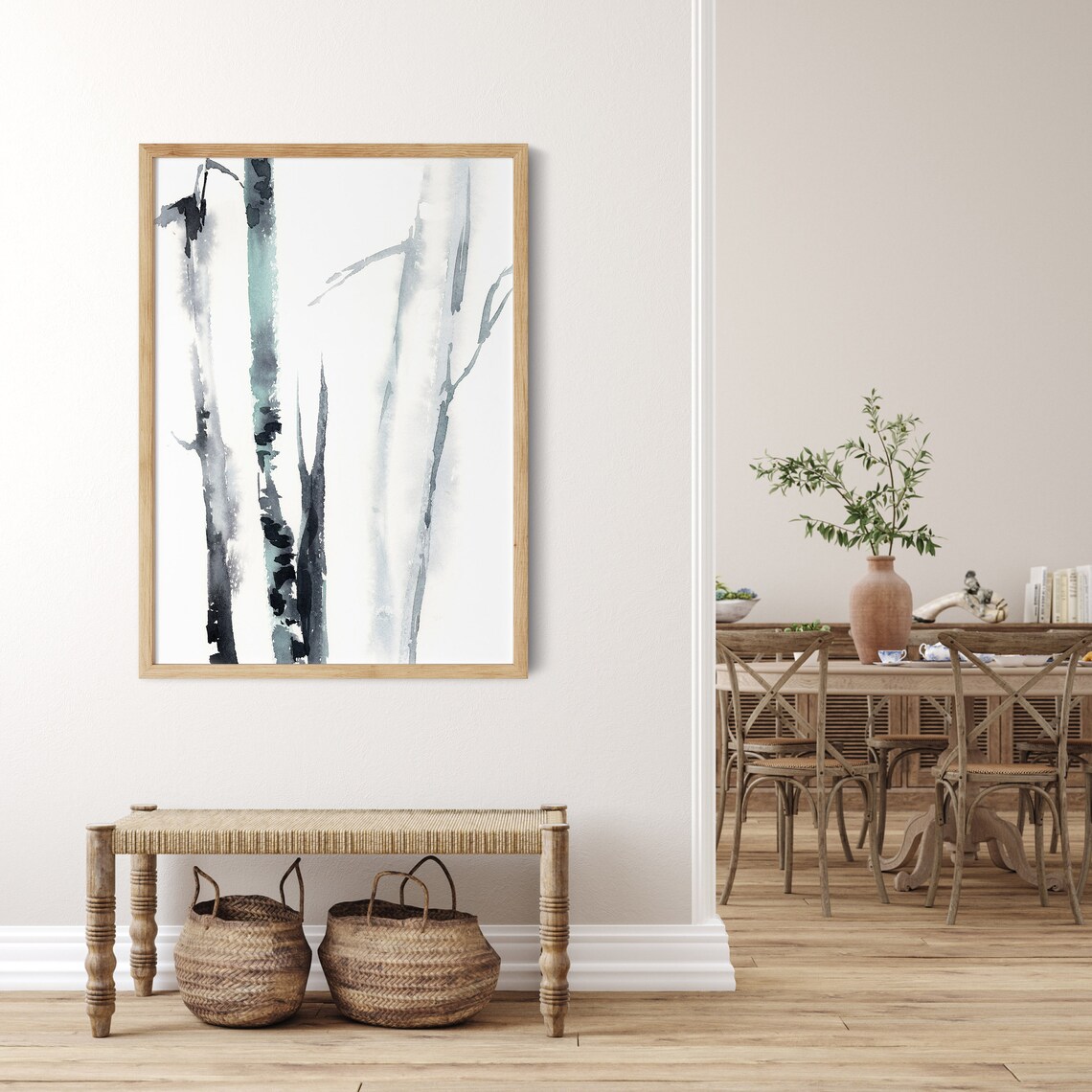 Birch Tree Painting Forest Wall Art Print Canvas Print - Etsy