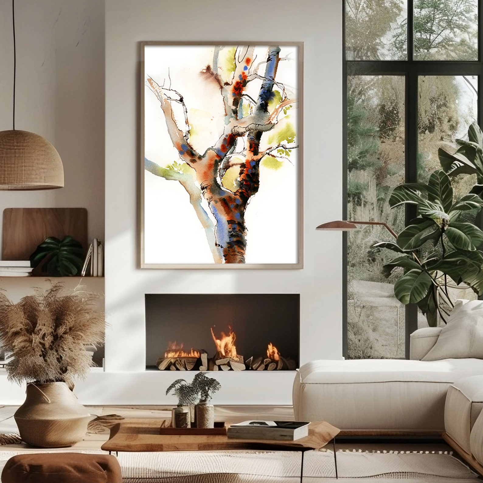 Colorful Tree Watercolor Art Print – Woodland Canvas Wall Decor - Etsy