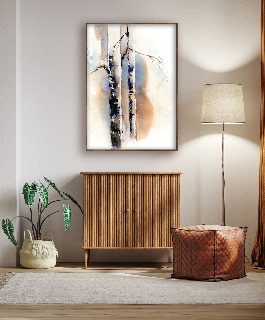 Birch Tree Art Print on Canvas, Birch Trees Painting, Watercolor Art ...