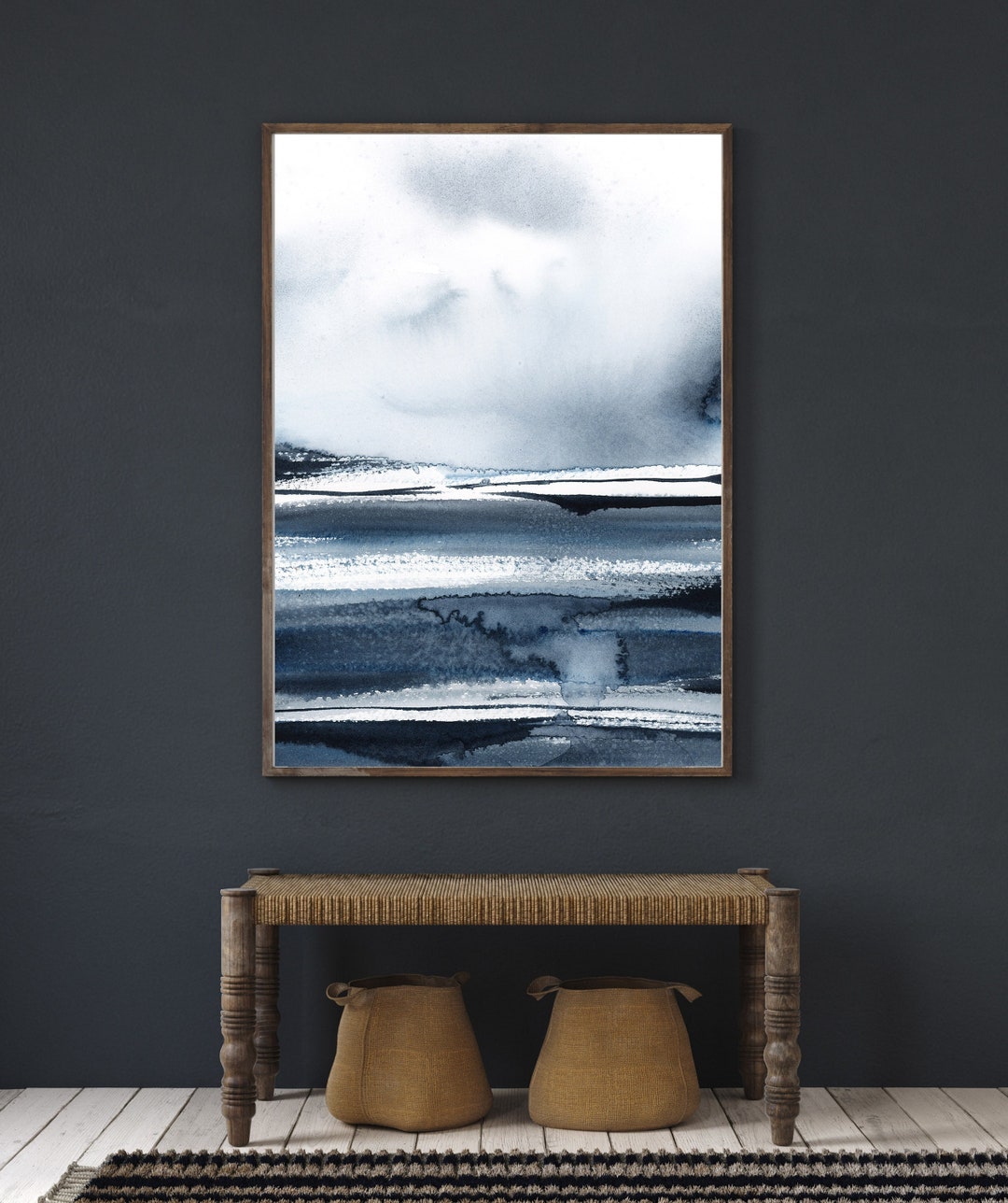 Blue Abstract Ocean Canvas Art Print, Abstract Sea Painting, Abstract ...