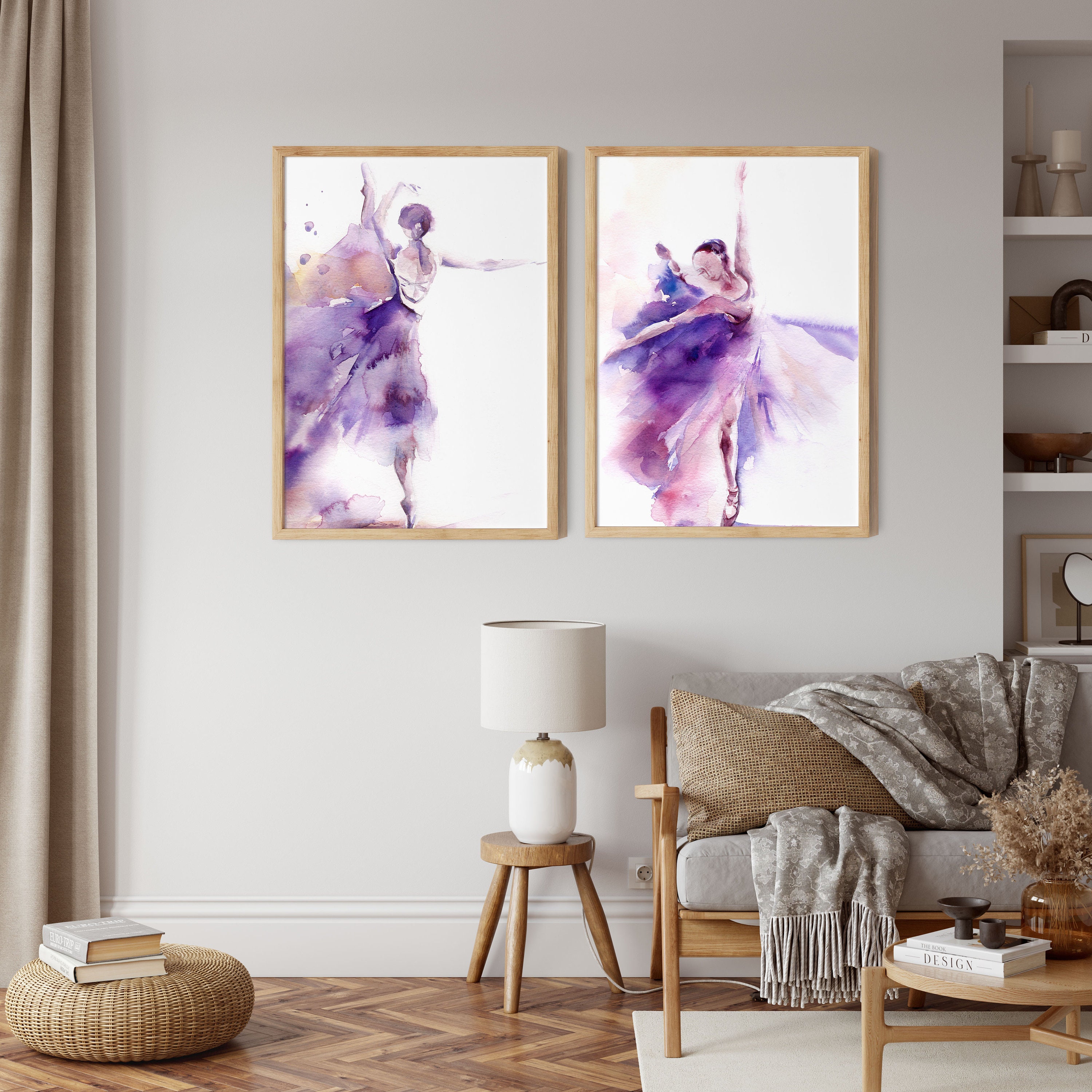 Set of 2 Ballet Prints, Ballerina Paintings, Dancer Wall Art, Canvas ...