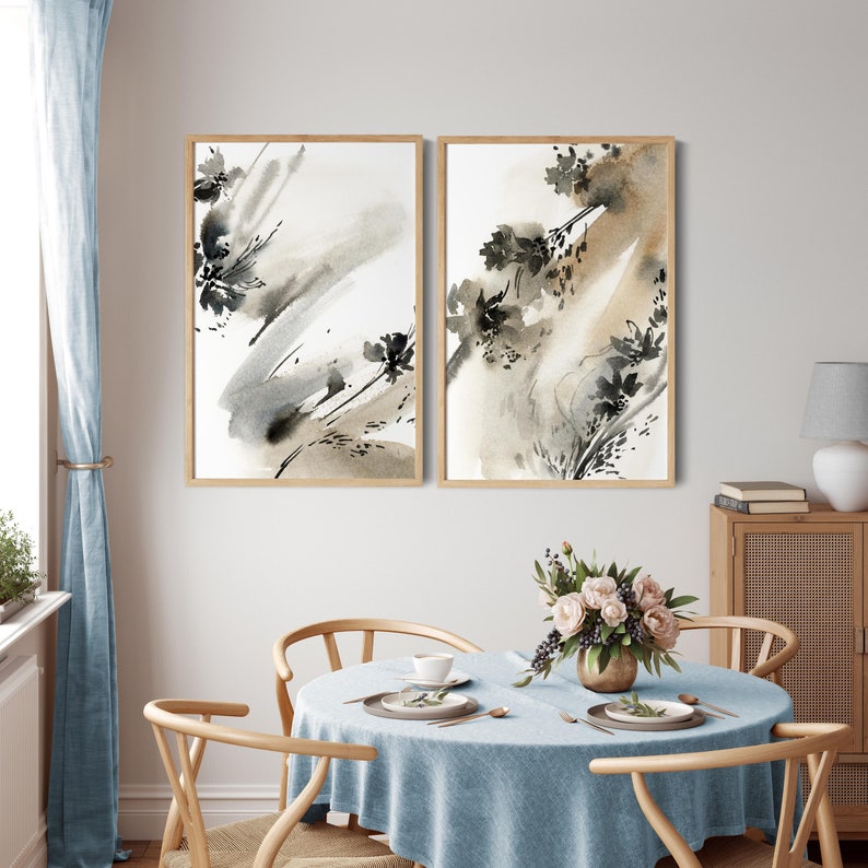 Abstract Floral Prints Set Canvas Art Set of 2 Abstract - Etsy