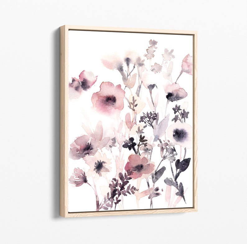 Pink Flowers Art Print Abstract Flowers Painting Canvas Art - Etsy