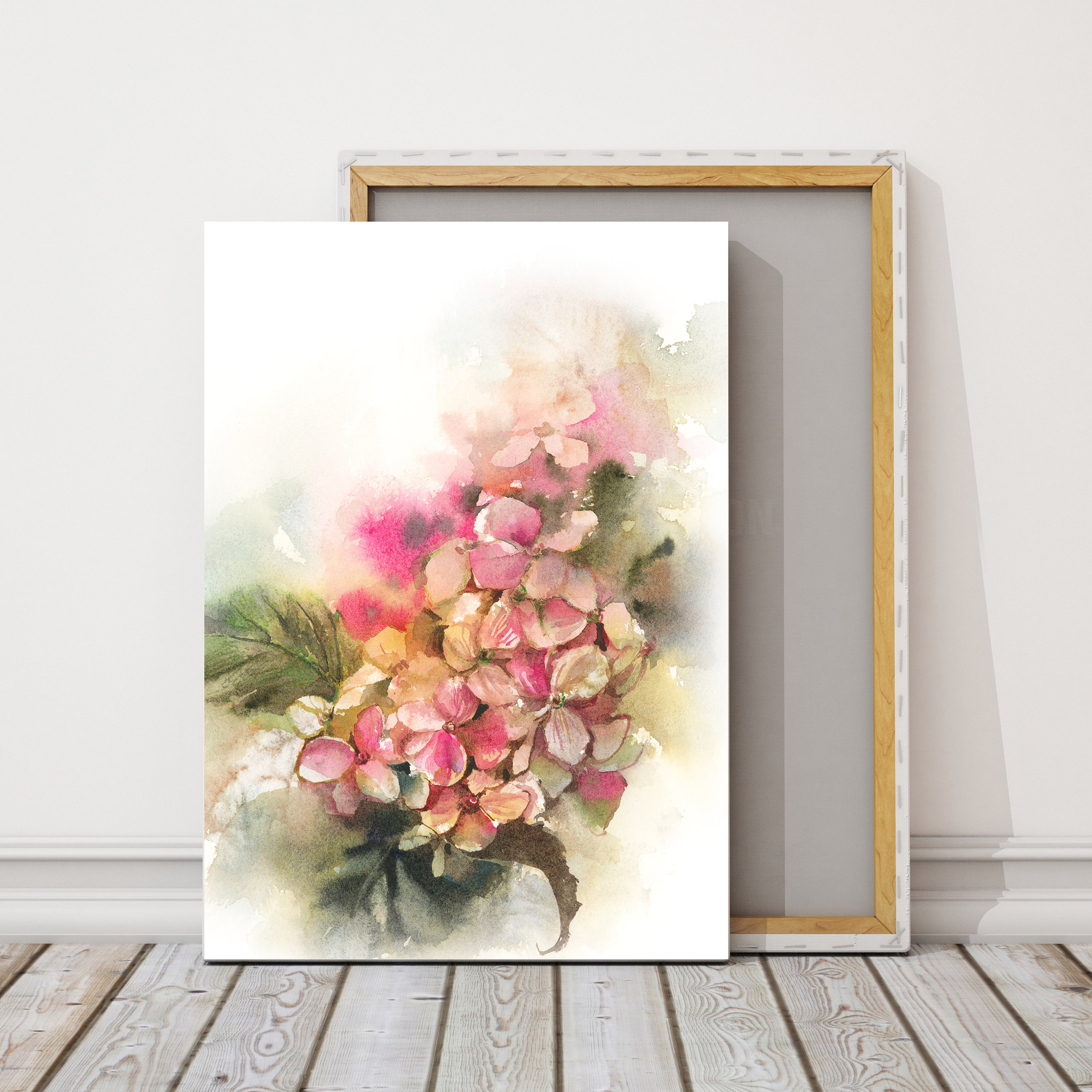 Hydrangea Canvas Print, Pink Wall Art, Florals Art Print, Botanical ...